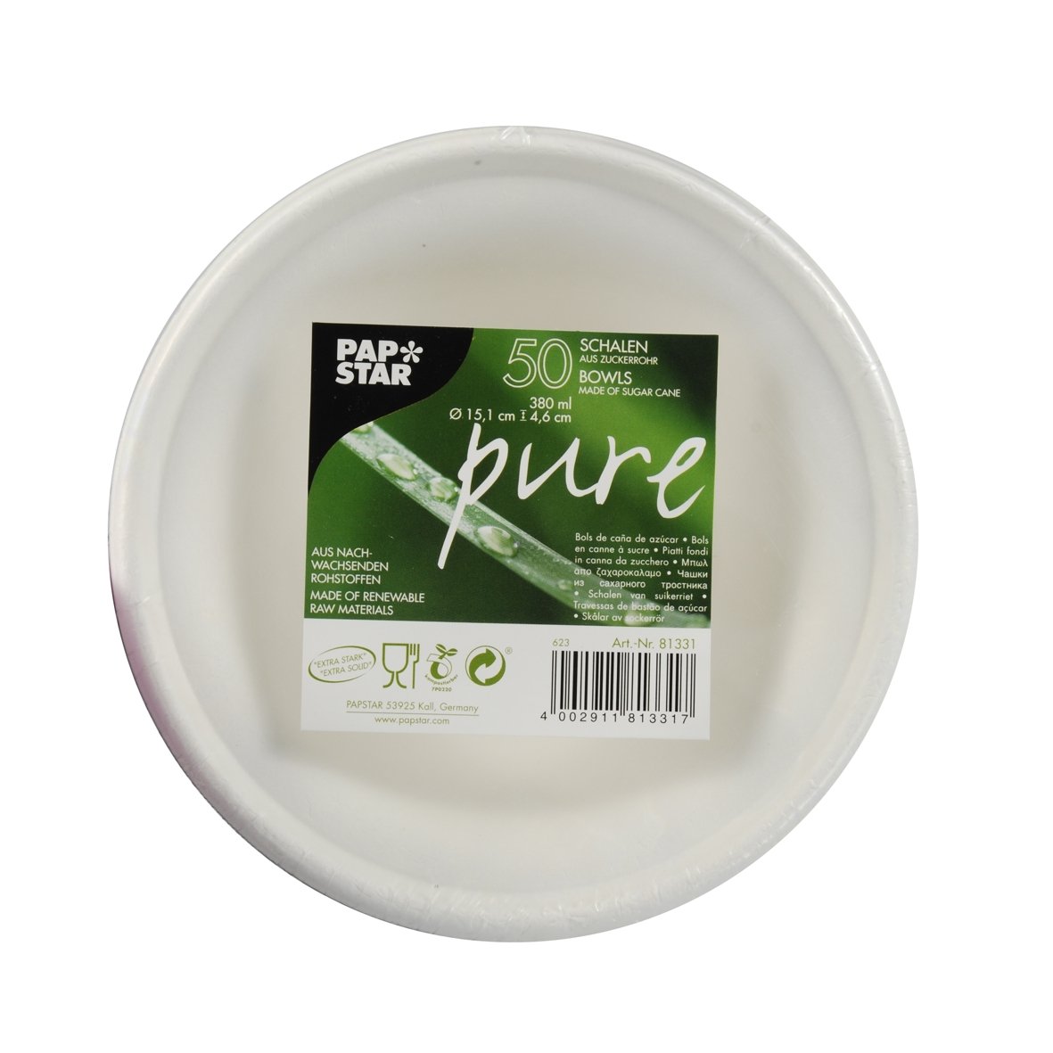 Tallrik Papstar Pure Djup 380 ml 50/fp | Carepa