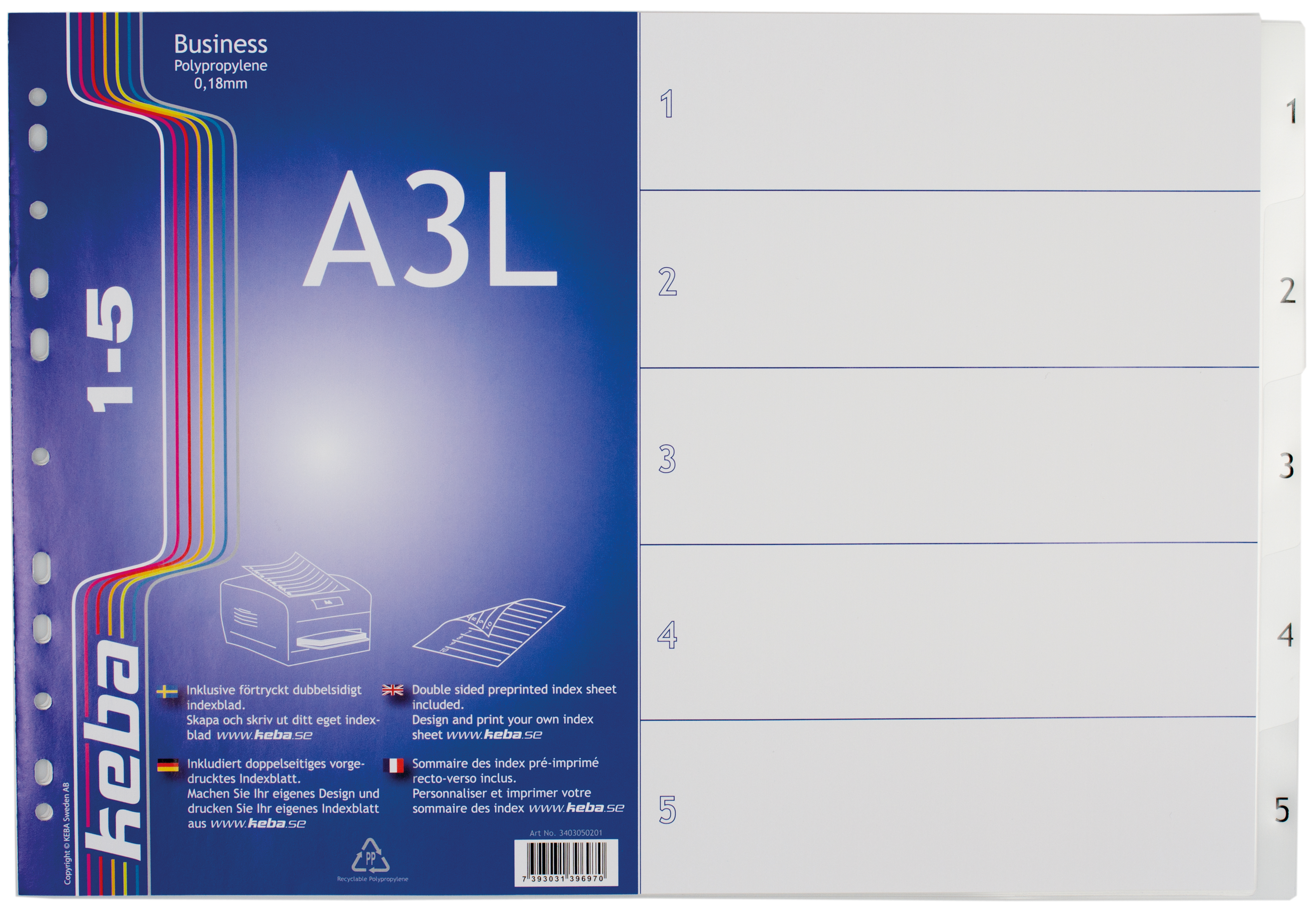 Plastregister KEBA Business A3L 1-5 | Carepa