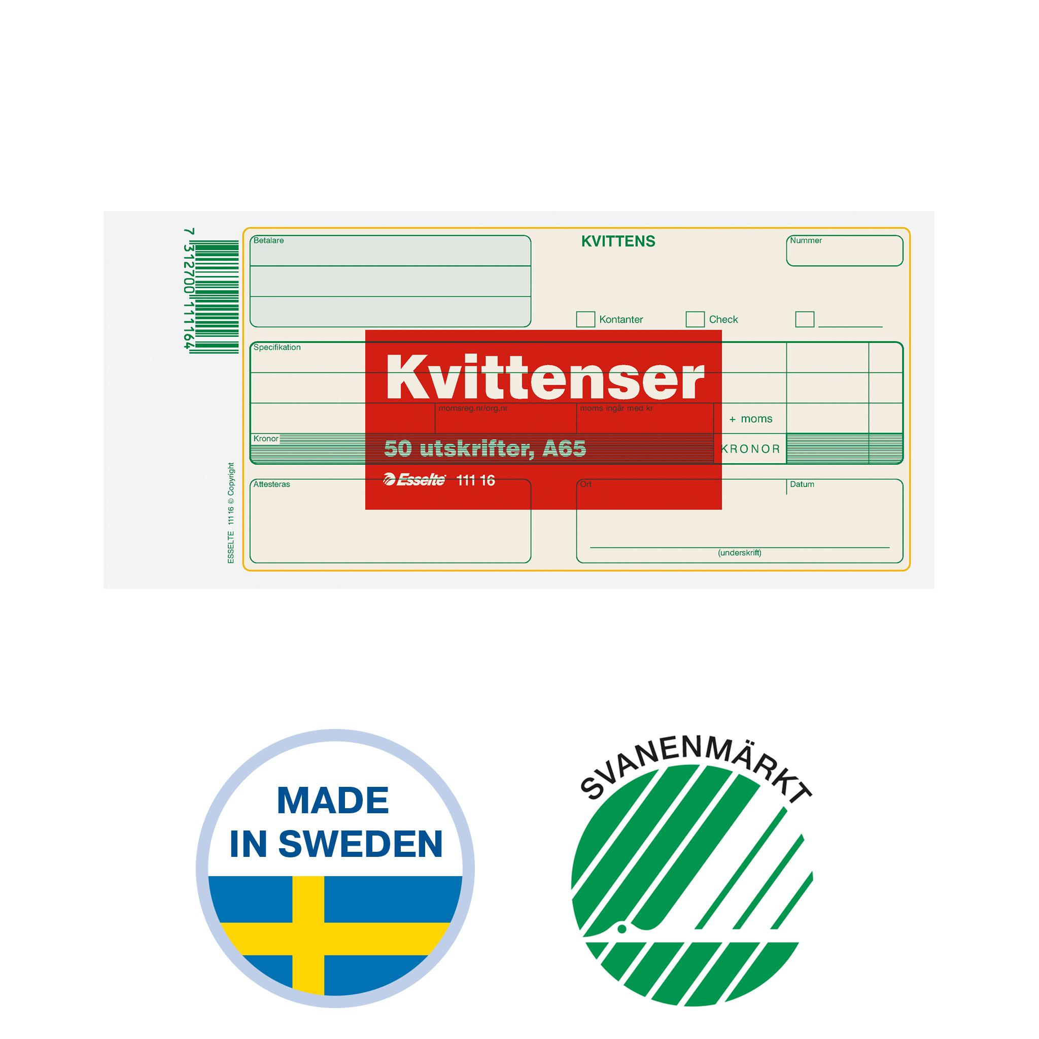 Blankett Kvittens 1/3 A4 50 st | Carepa