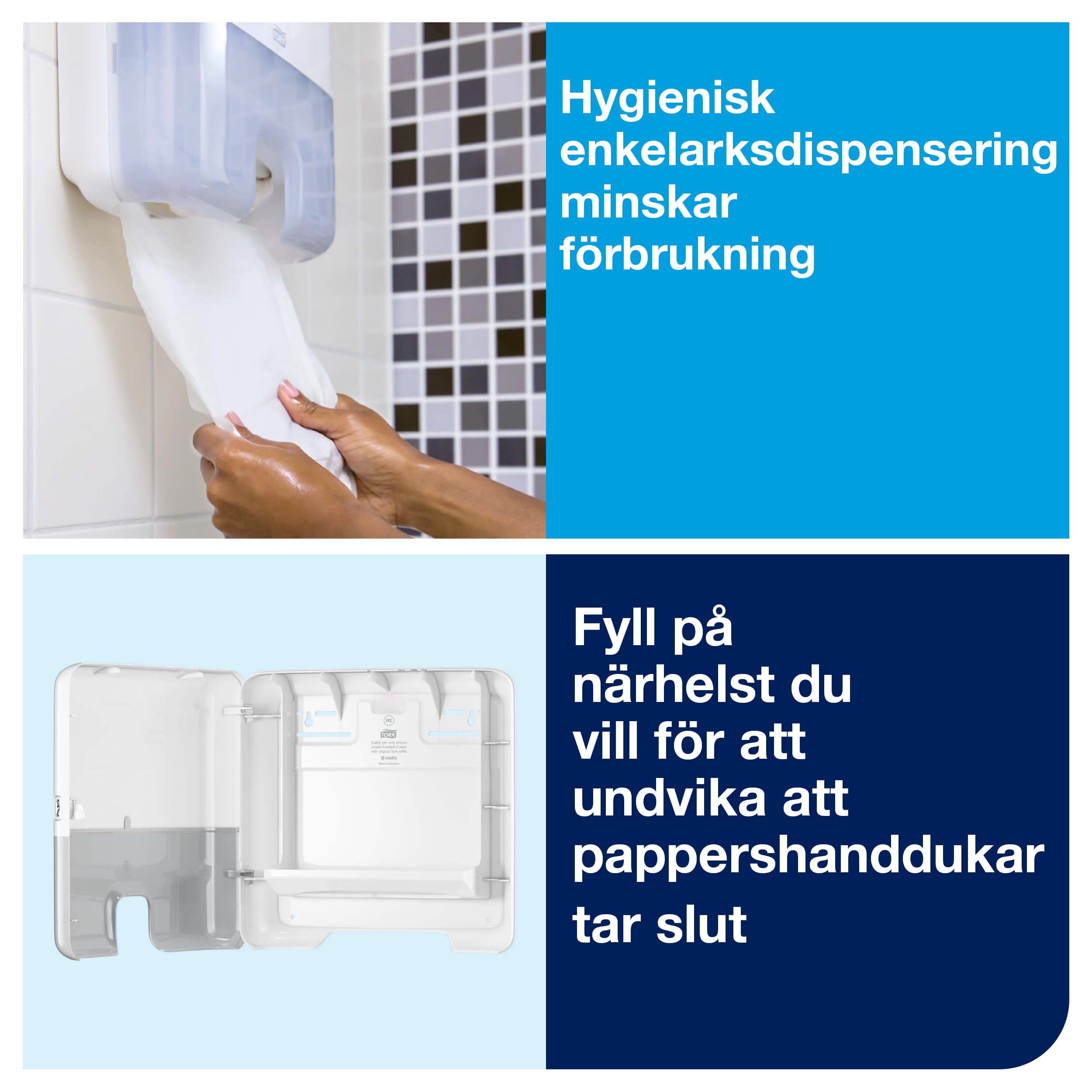 Dispenser Handtorkpapper Tork H2 Mini Vit | Carepa
